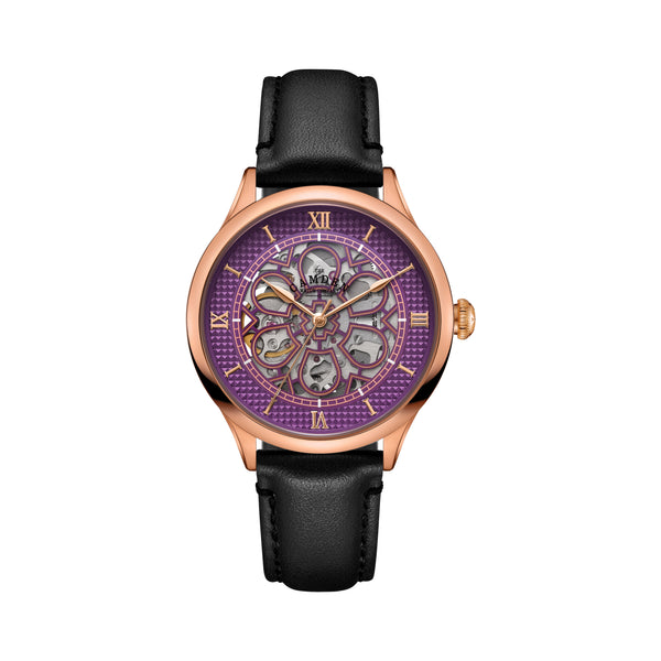 No.274 Skeleton Rose Gold and Purple on Black Italian Leather - The ...