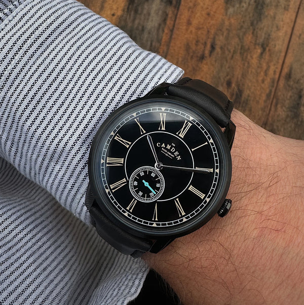 No.29 Dandy Edition on Black Italian Leather - The Camden Watch Company
